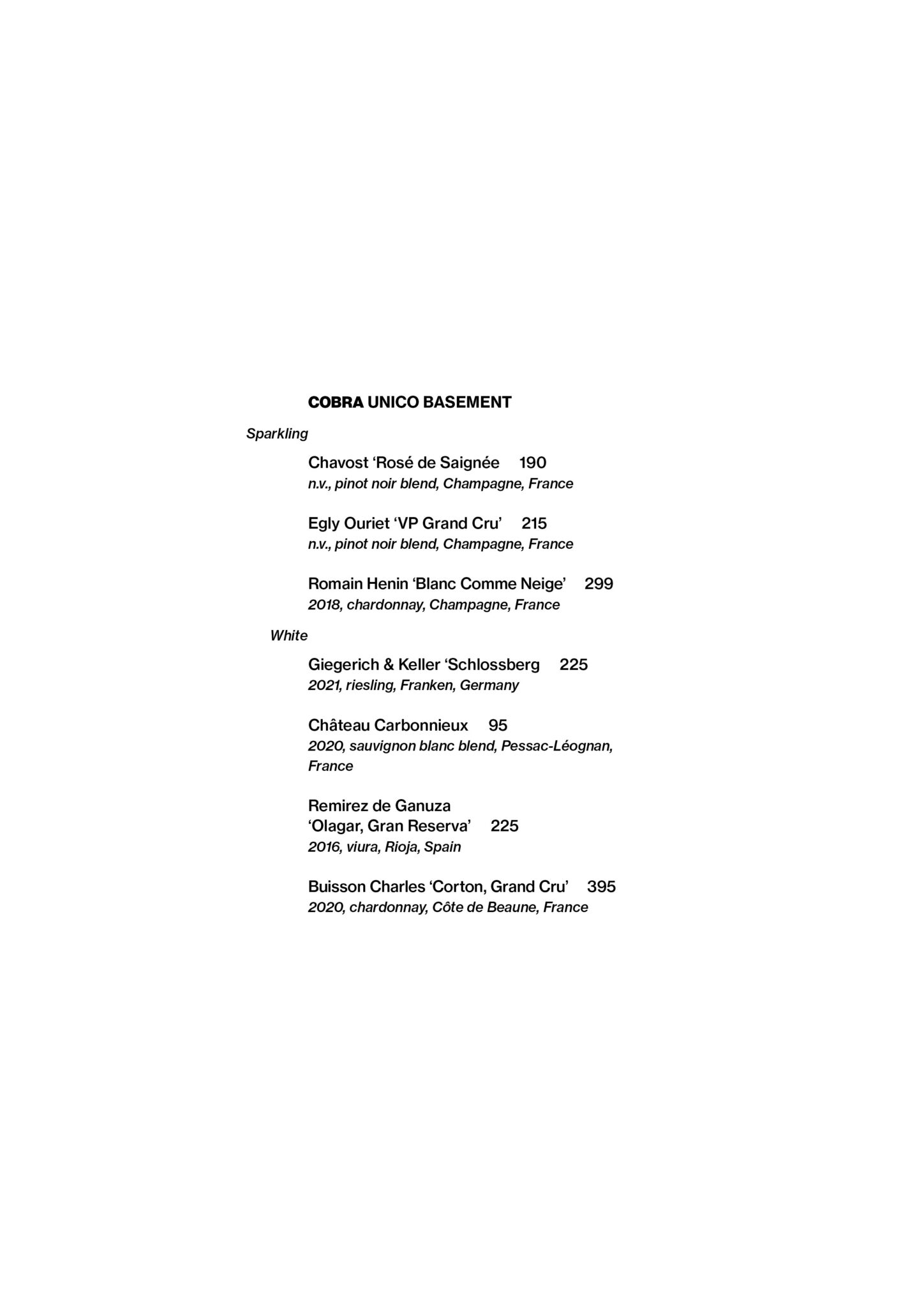 Menu | Cobra Antwerp